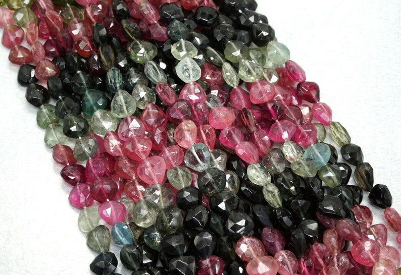 Natural Tourmaline Heart Shape Beads - Multi Tourmaline Faceted Beads ...