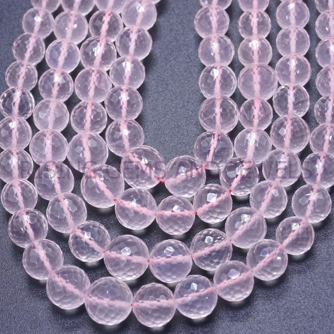 Rose Quartz Round Beads - Natural Rose Quartz Faceted Beads - Pink ...