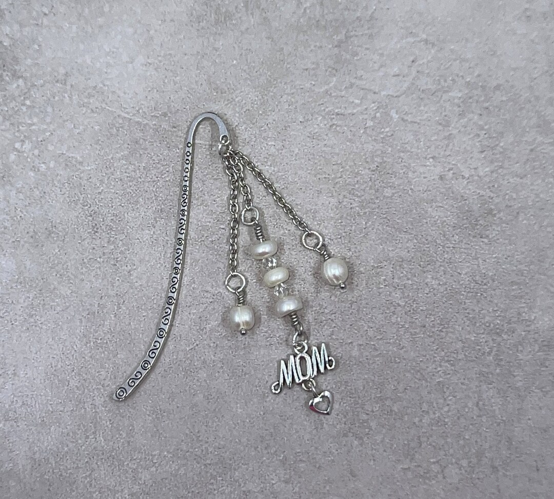 Freshwater Pearls Bookmark, Metal Hook Bookmark, Bead Bookmark, Pearls ...
