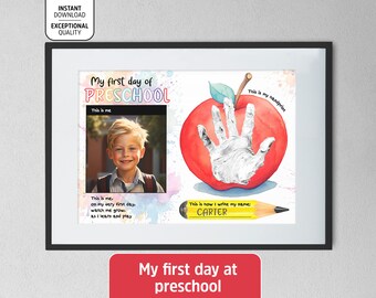 My First Day of School Handprint Art Poem Digital Print Preschool Craft ...