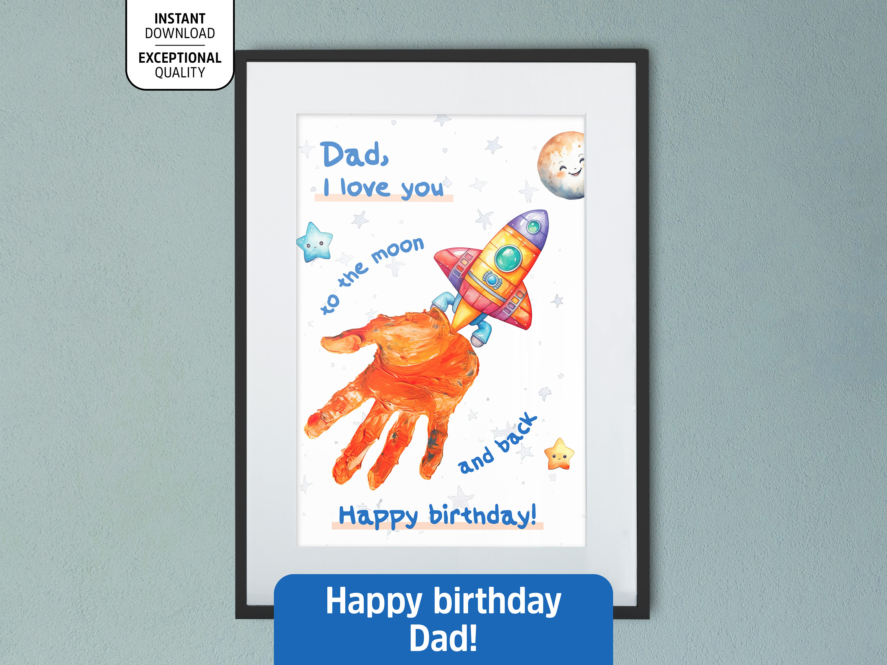 Dad's Birthday Art Craft Hand Print Poster INSTANT PRINTABLE Download ...