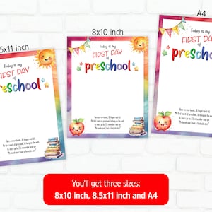 My First Day of Preschool Handprint Art Poem Digital Print Preschool ...