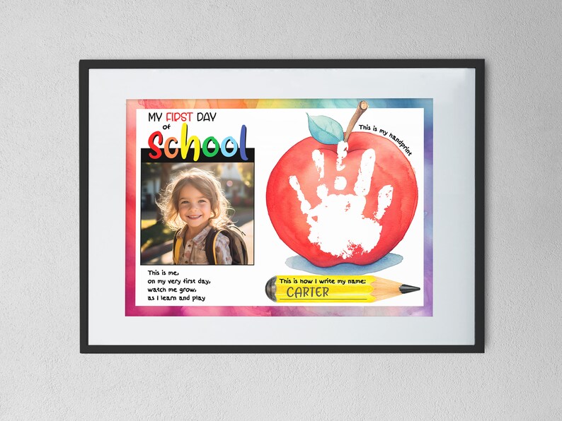 My First Day of School Handprint Art Poem Digital Print Preschool Craft ...