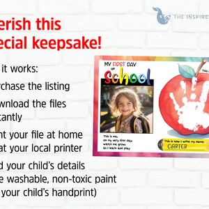 My First Day of School Handprint Art Poem Digital Print Preschool Craft ...