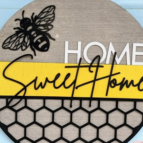 Home Sweet Home Door Hanger Honeycomb Sign Bee Door Hanger - Etsy