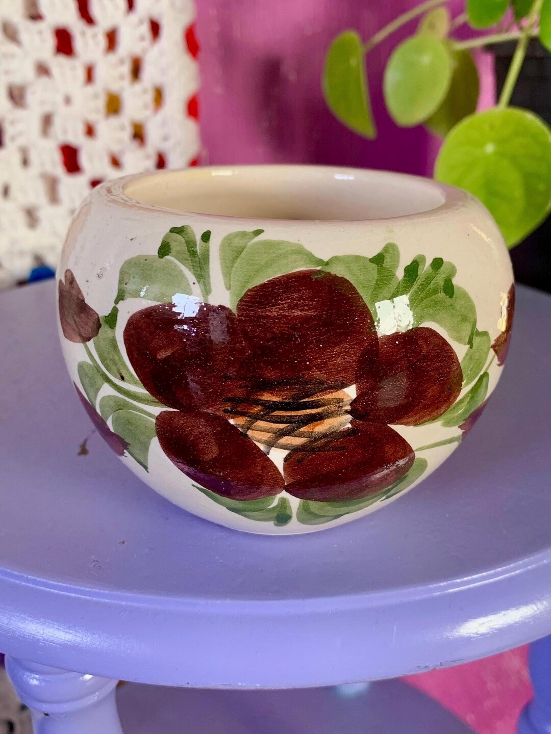 Vintage Mexican Floral Ceramic Mini Pot - Etsy
