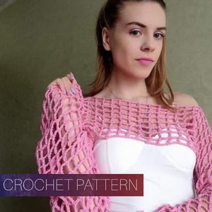 Crochet Shrug Pattern, Crochet Fishnet Top Tutorial, Y2K Crochet Top ...