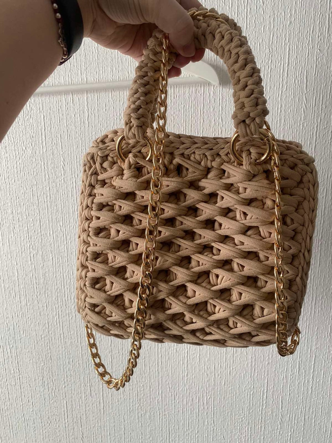 Hand Crochet Bag Crossbody Bag Crochet Handbag T-shert - Etsy