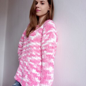 Knit Puffy Sweater, Fluffy Jumper, Chunky Knit Pink Sweater, Women ...