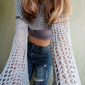 2 Patterns Crochet Top Pattern, Fishnet Sleeve Tutorial, Wide Sleeves ...