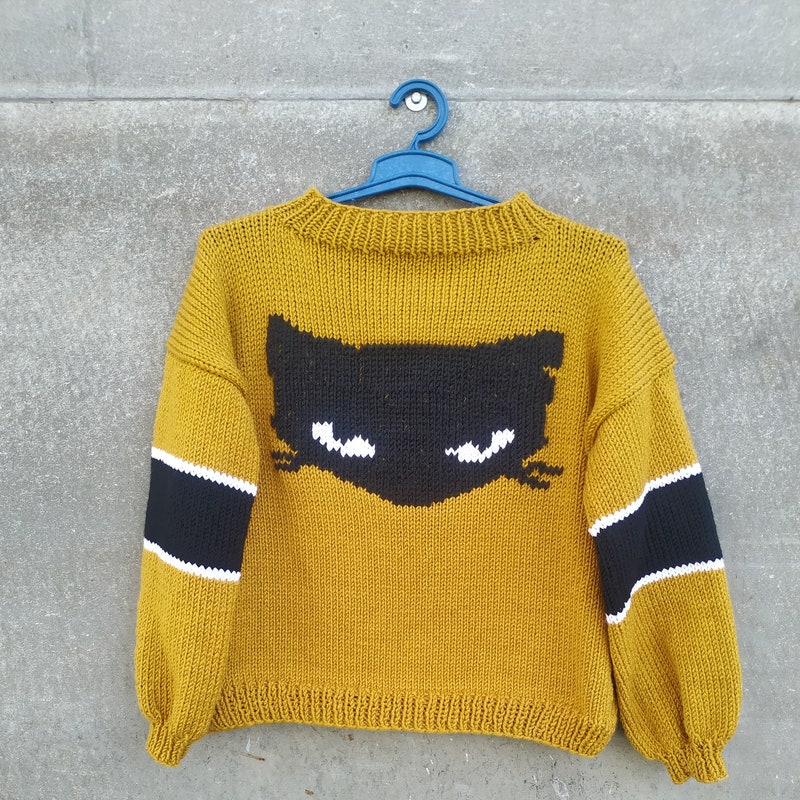 Black Cat Sweater - Etsy