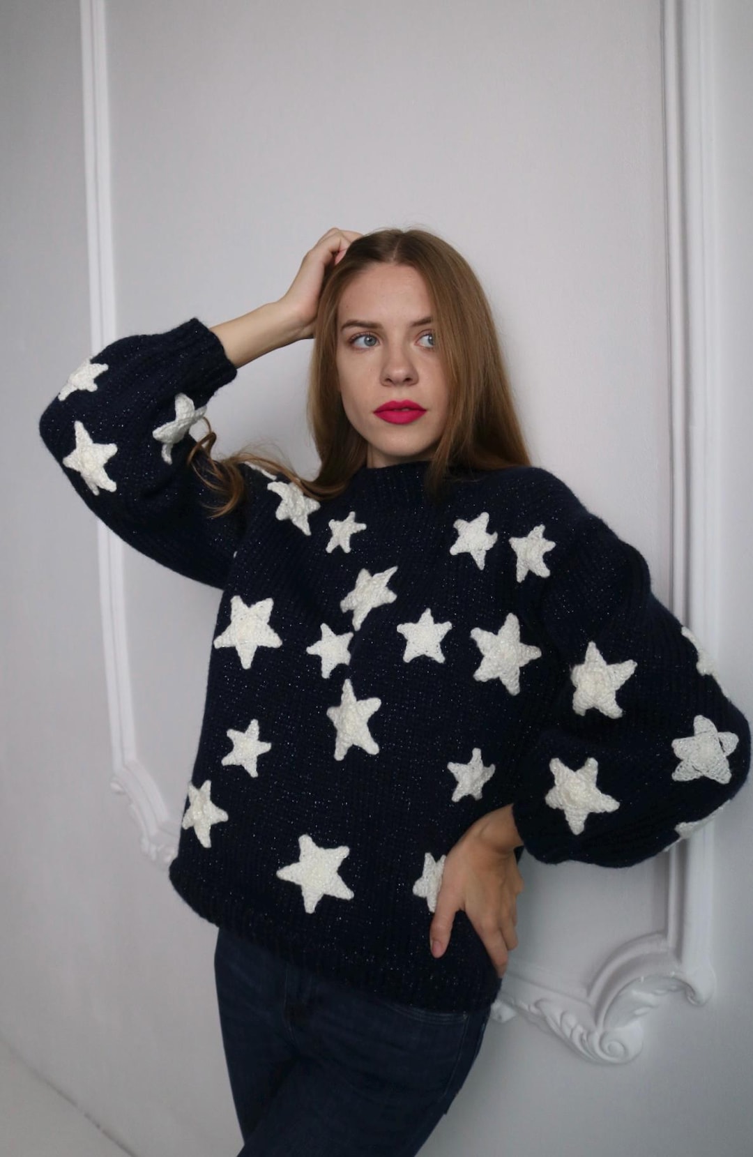 Sparkling Stars Sweater, Night Sky Knit Jumper, Birthday Gify Sweater ...