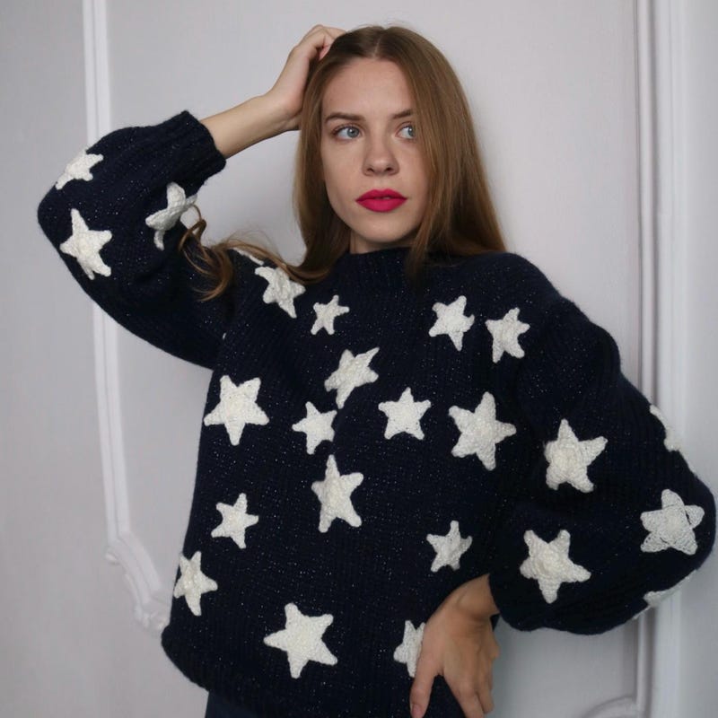 Hand Knitted Sweater Stars - Etsy
