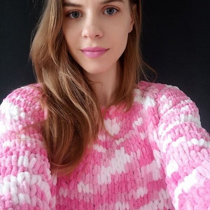 Knit Puffy Sweater, Fluffy Jumper, Chunky Knit Pink Sweater, Women ...