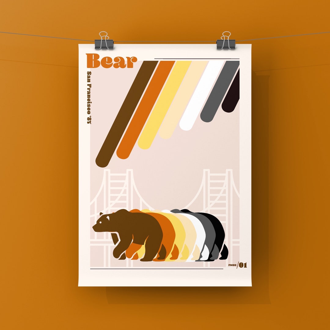 Gay Bear Pride LGBTQ+ LGBT San Francisco’87 | Mid Century Retro Wall ...