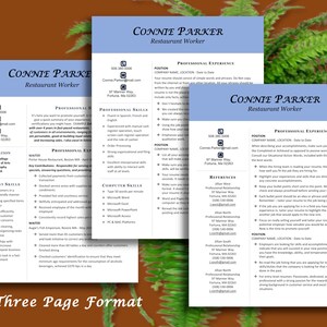 Restaurant Resume Template: Waiter, Server CV With Examples (instant ...