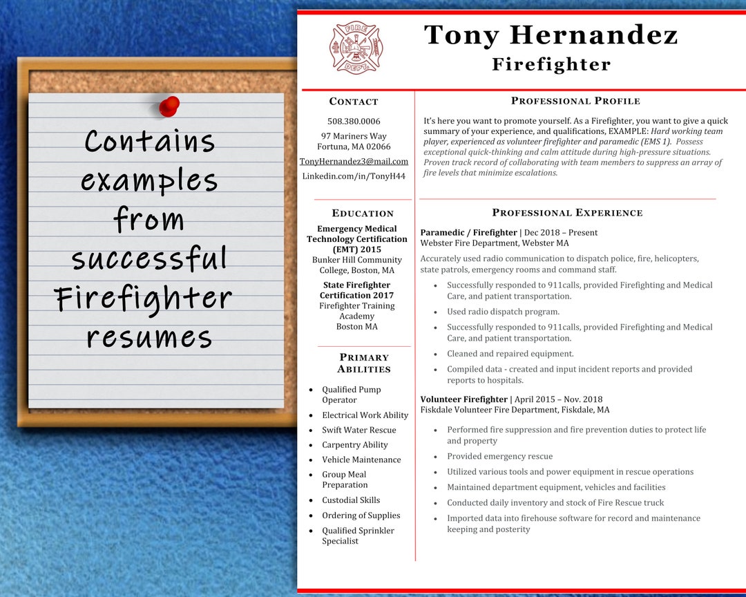 Firefighter/firefighter Cadet/emt/paramedic Resume Template ...
