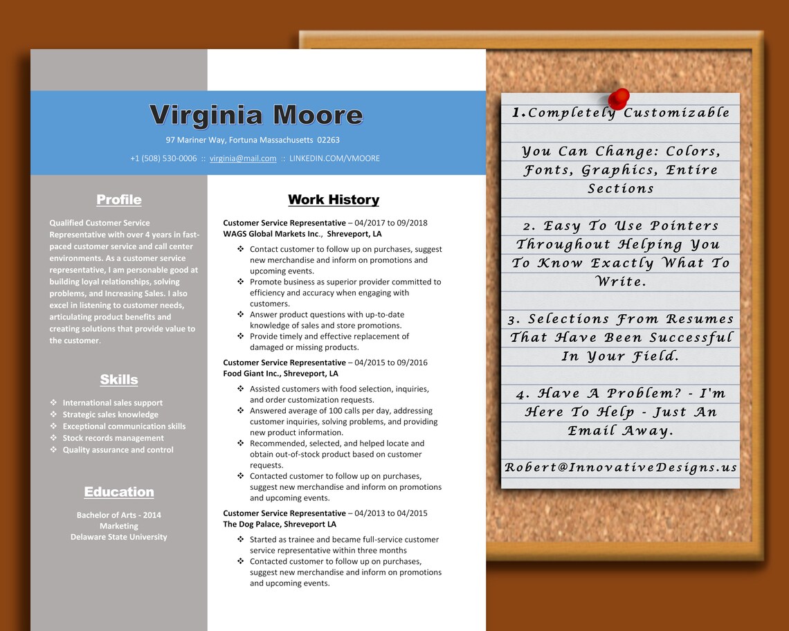 Customer Service, Remote Worker Resume Template W Successful Real World ...