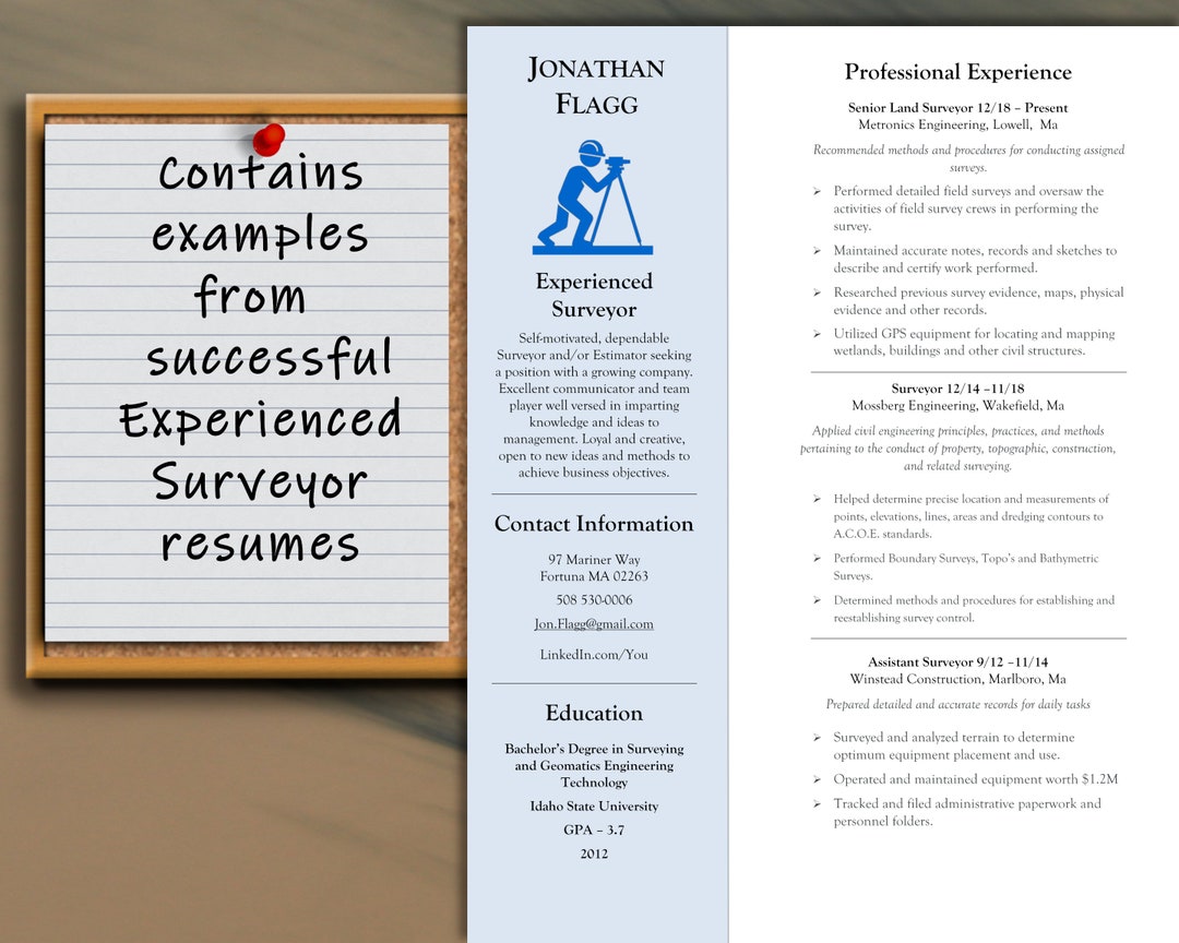 Civil Engineer / Land Surveyor Professional Resume W Successful Real ...