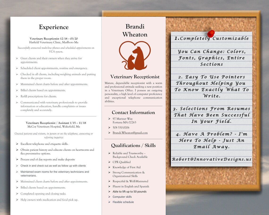 Veterinary Receptionist Resume Template: Real-world Examples (instant ...