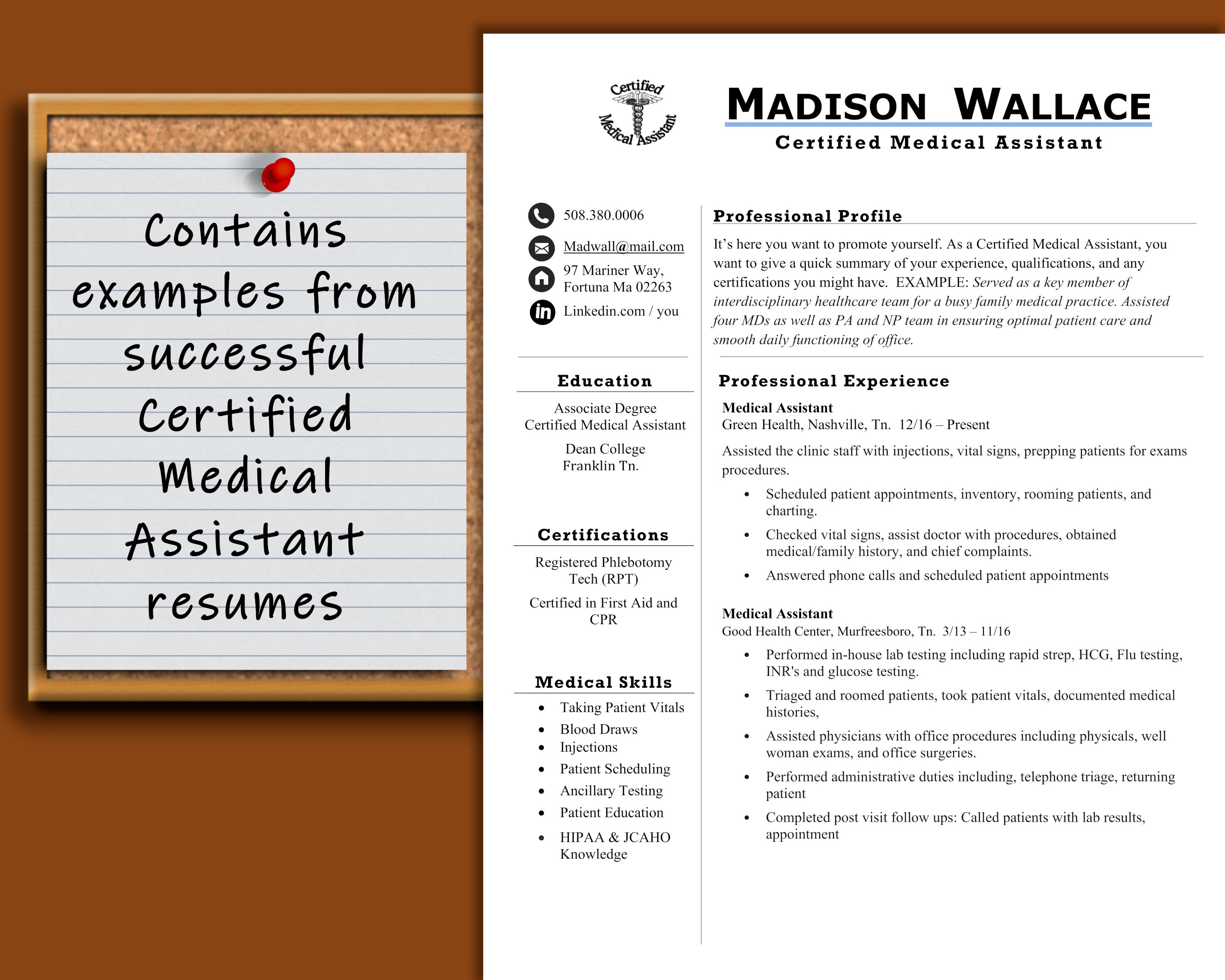 Medical Assistant Resume Template: Professional CV Design (instant ...