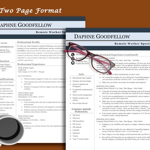 Customer Service/work at Home 1 Page Resume Template W Successful Real ...