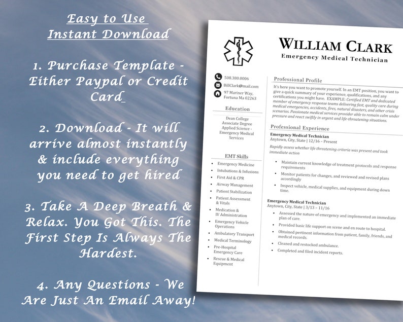 First Responder/emt/ Ambulance Tech Resume Template W Successful Real ...