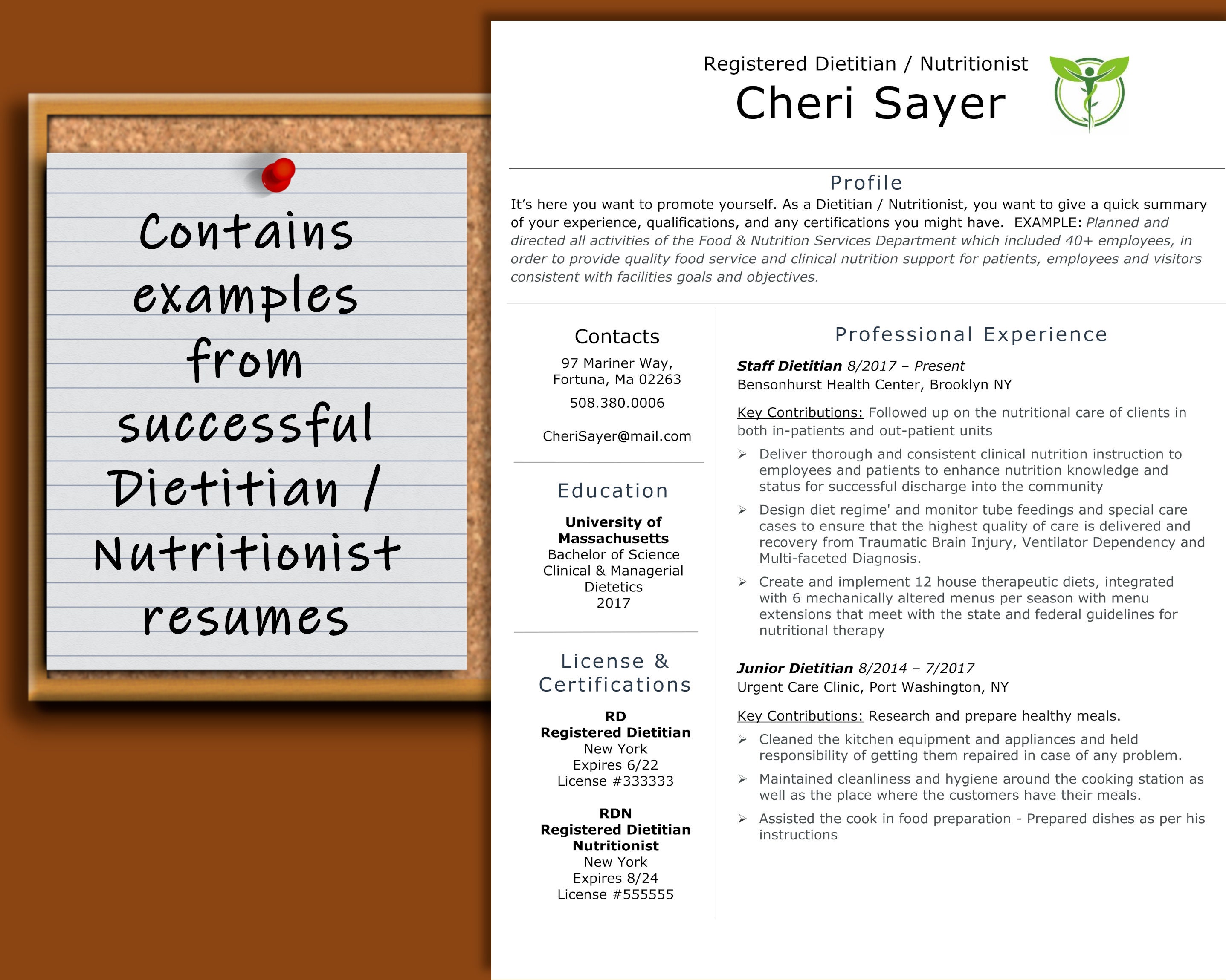 Registered Dietitian/nutritionist Resume Template With Successful Real ...