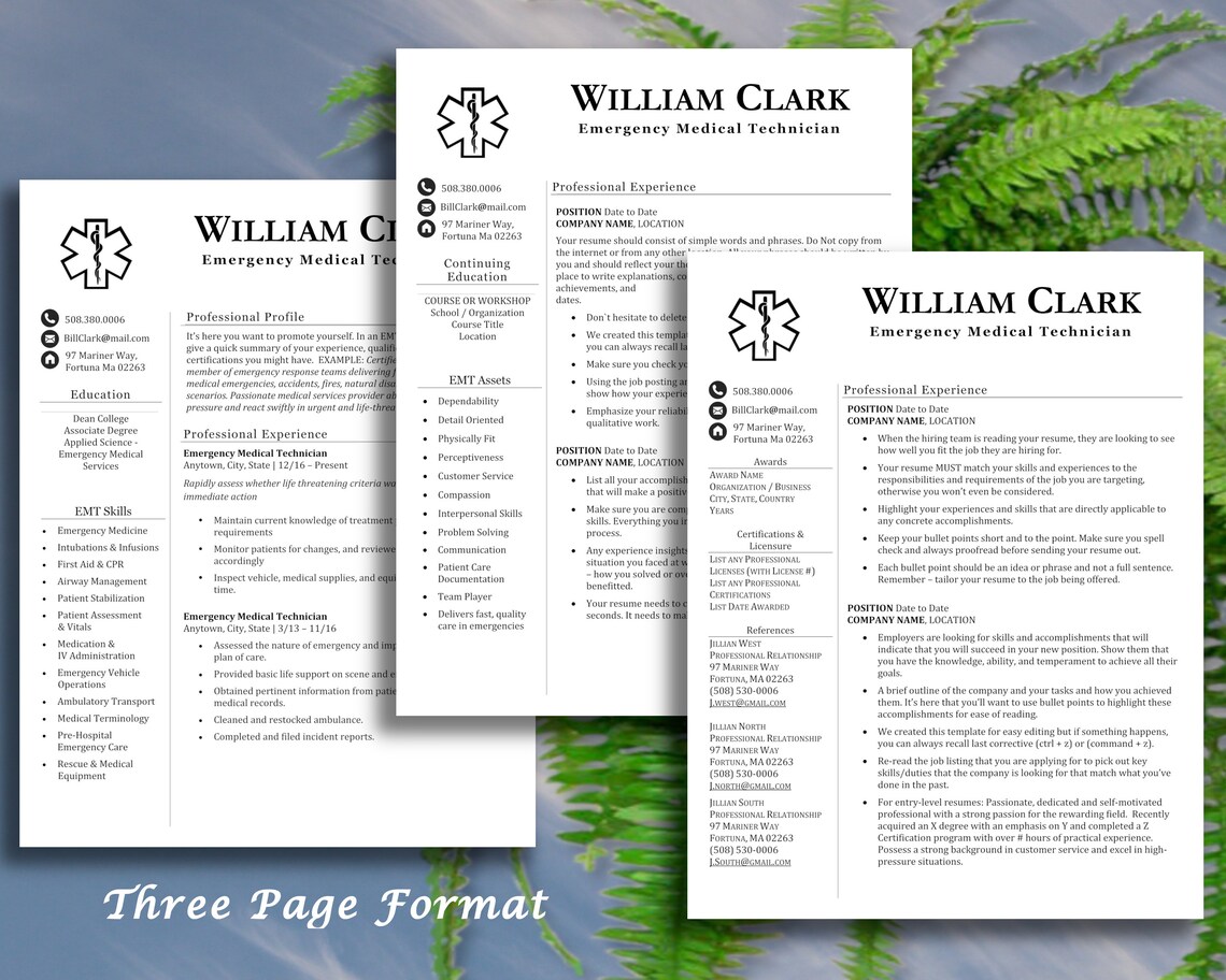 First Responder/emt/ Ambulance Tech Resume Template W Successful Real ...