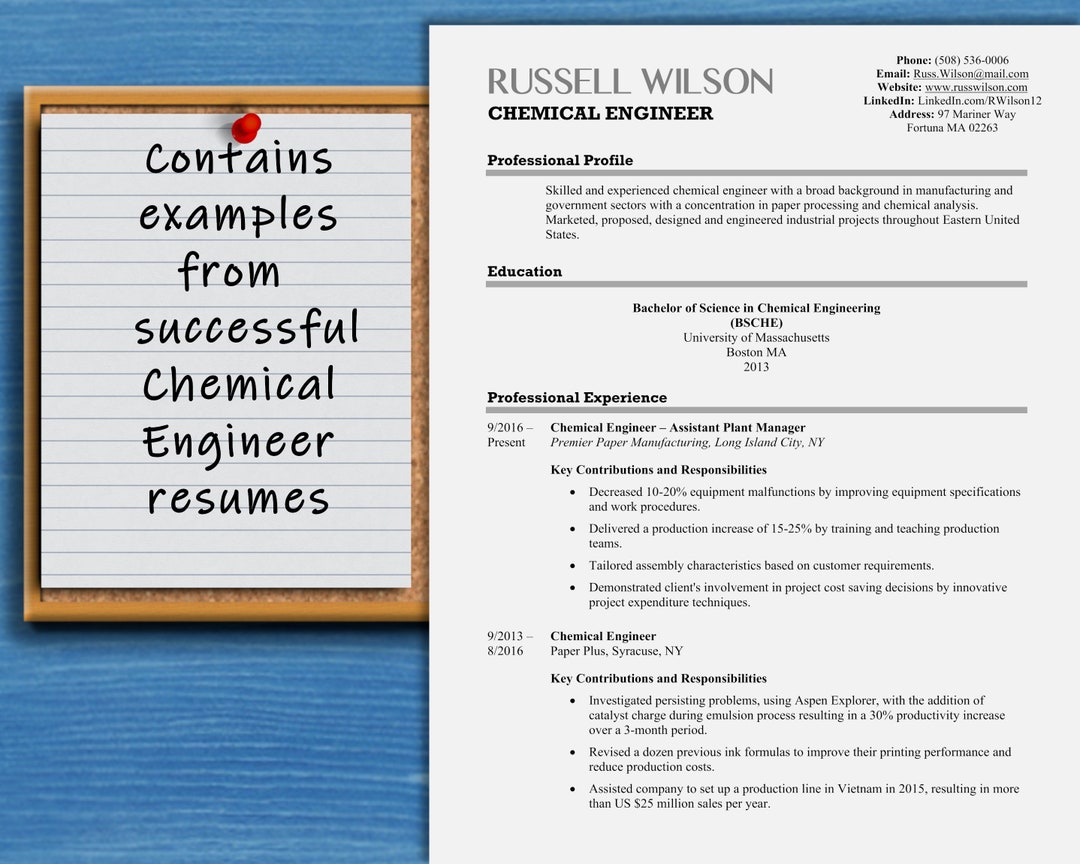 Chemical Engineer Resume Template: Professional CV Design (instant ...