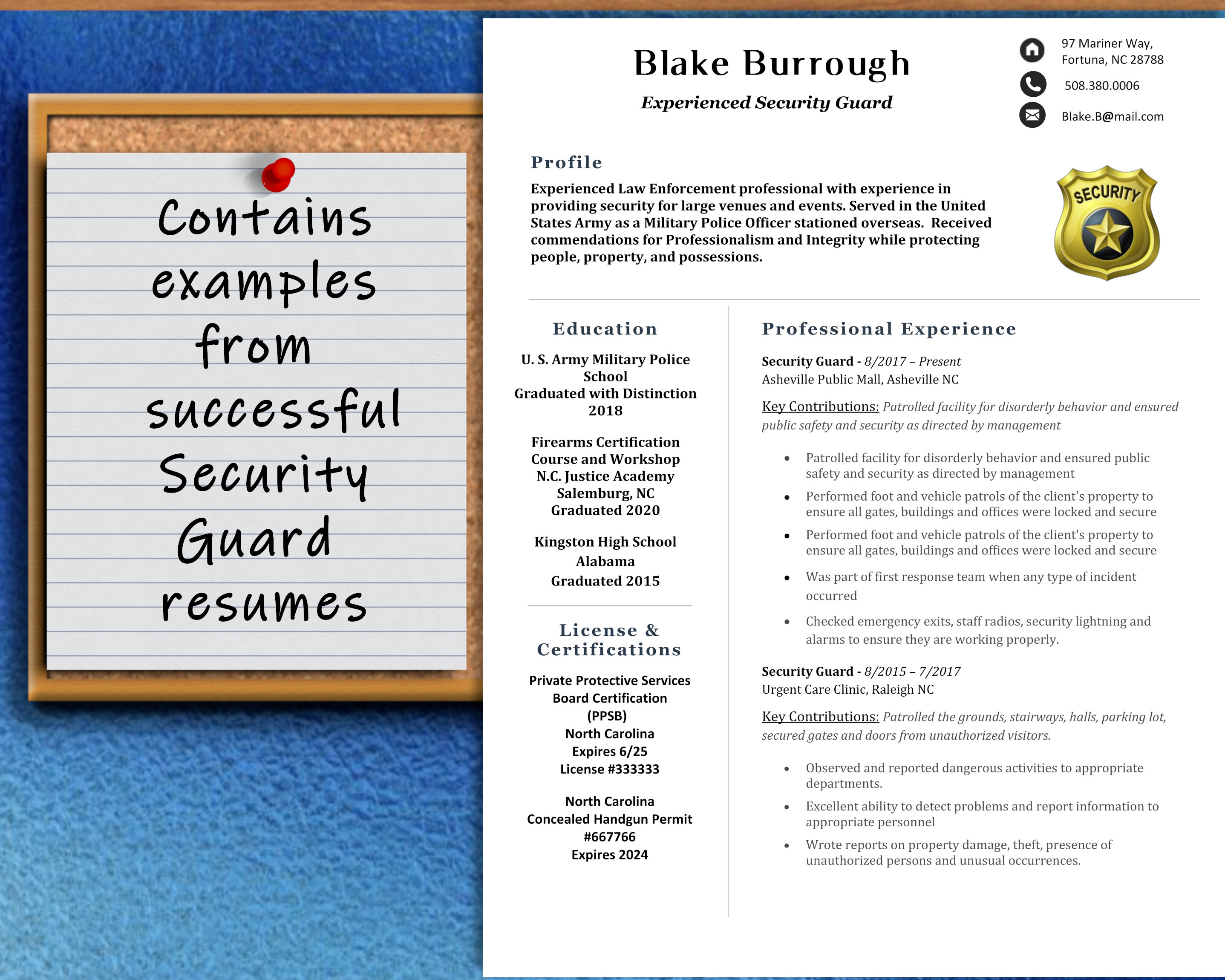 Security Guard / Watchman / Law Enforcement Template W Successful Real ...