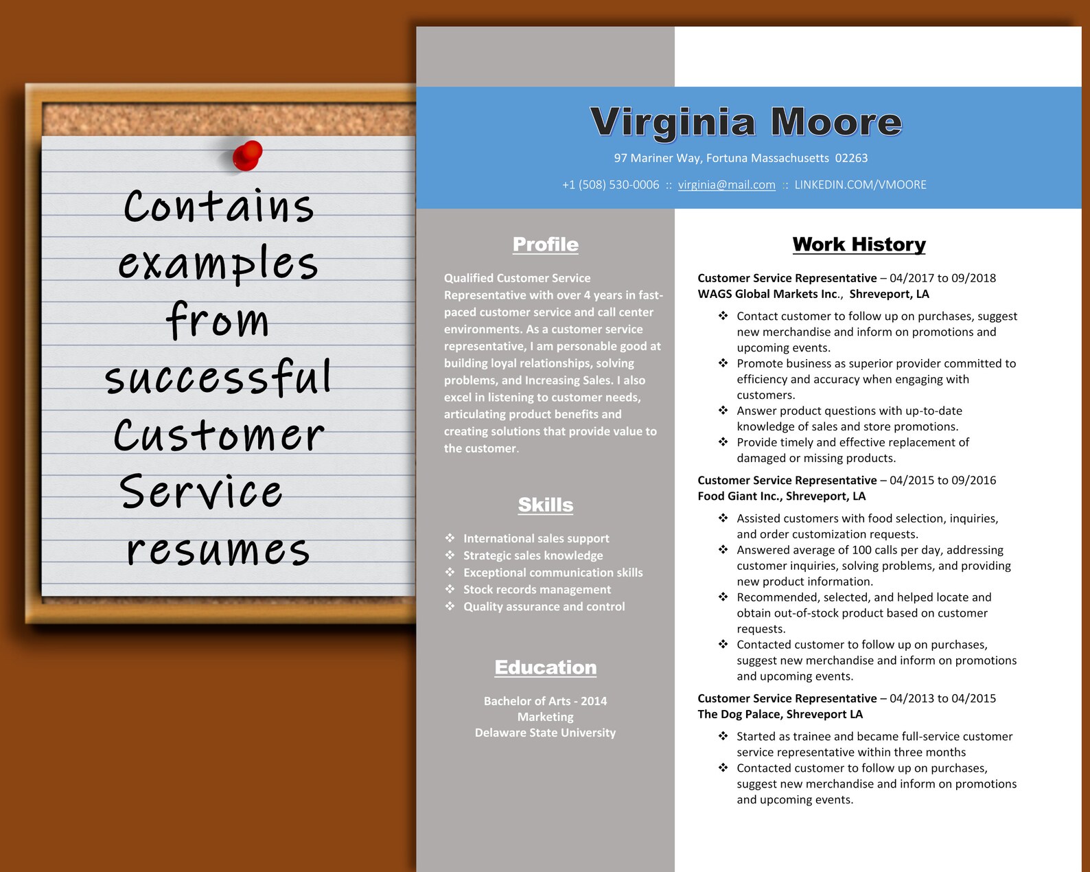 Customer Service, Remote Worker Resume Template W Successful Real World ...