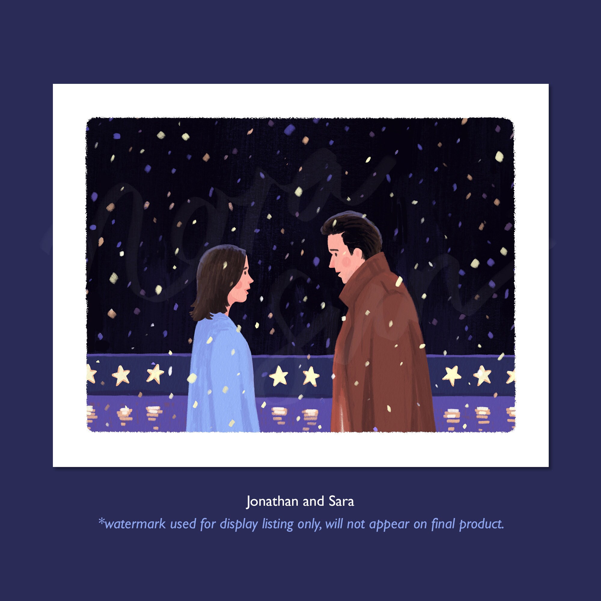Jonathan and Sara Mini Print , Destiny New York Christmas Rom Com Art ...
