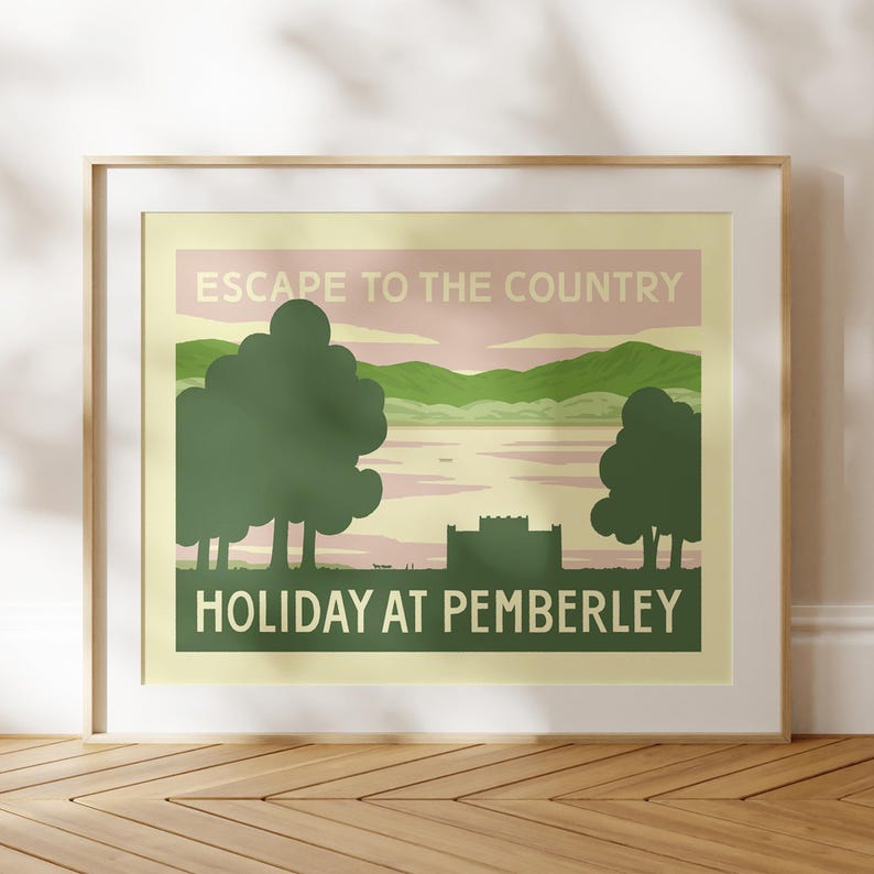 Pride and Prejudice Poster, Pemberley Art Print Jane Austen Wall Decor ...