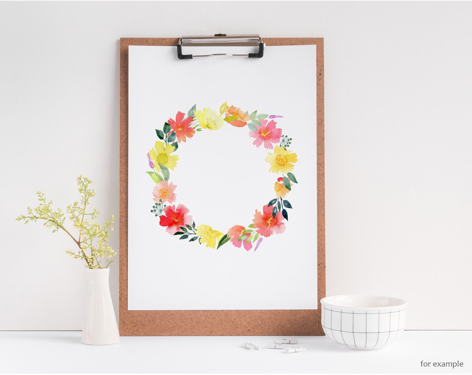 Watercolor Flowers Wreath Clipart, Floral Wreath Watercolor, Wedding ...