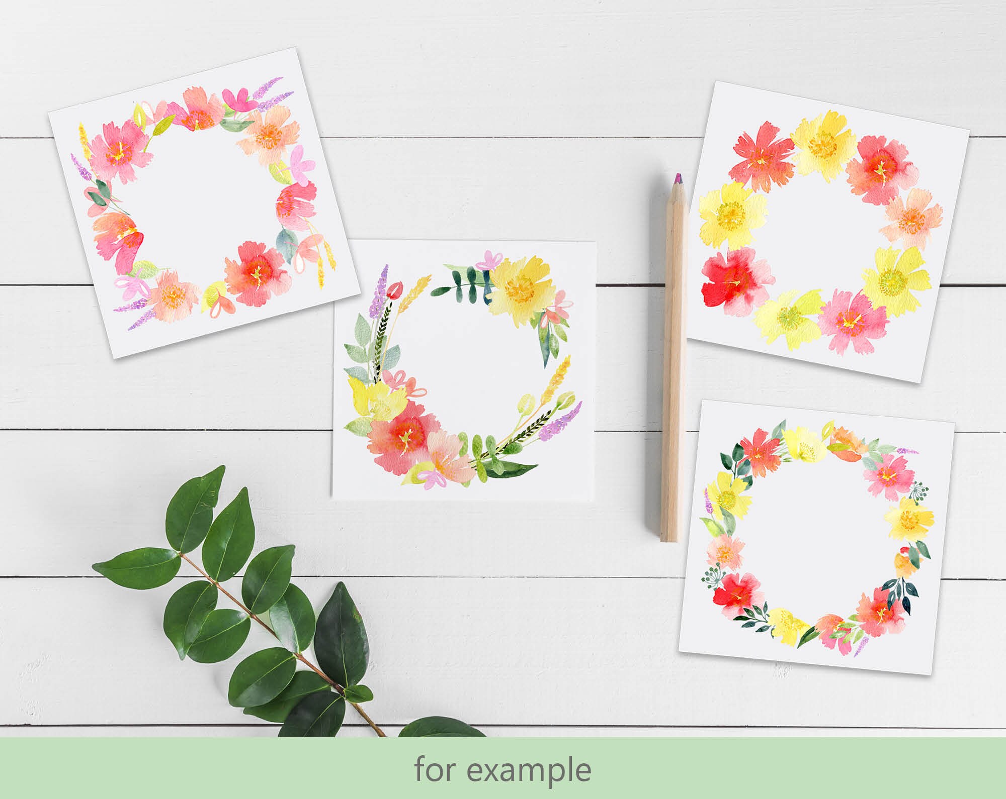 Watercolor Floral Wreath Clipart Set, Watercolor Flower Wreath, Summer ...