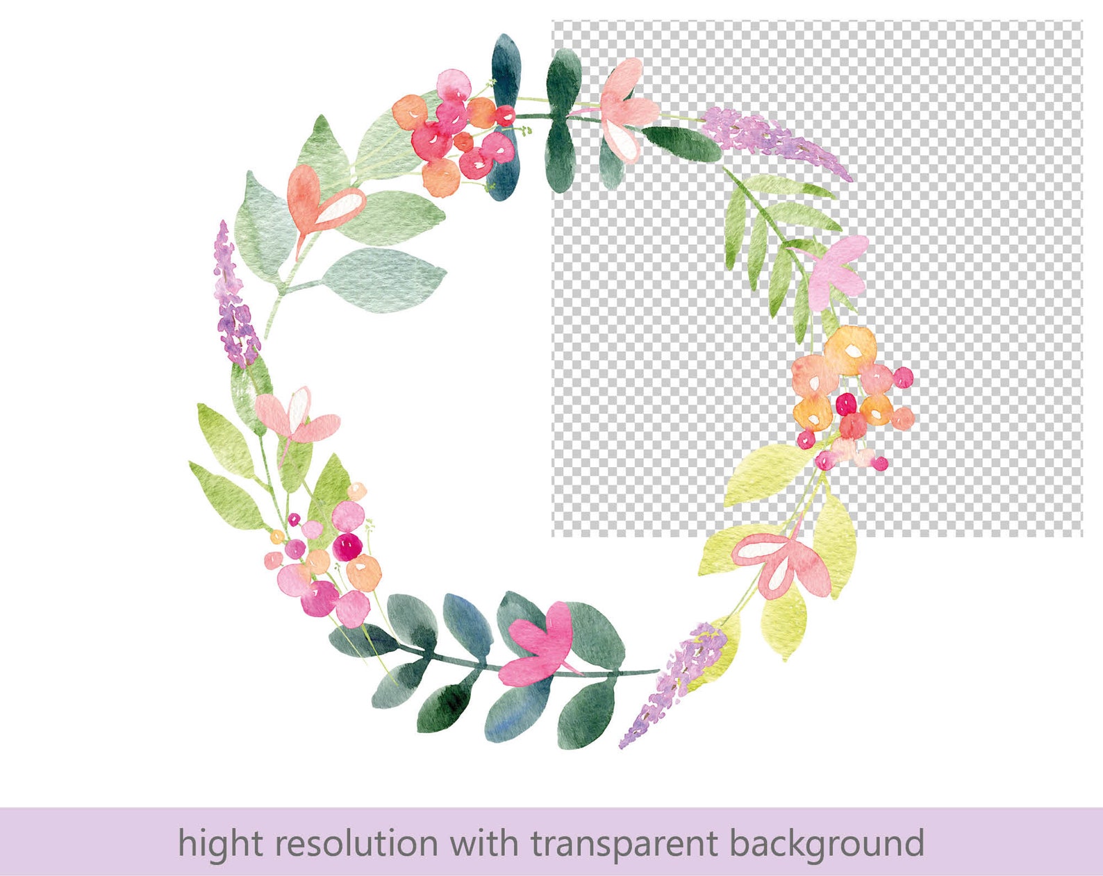 4 X Watercolor Flowers Wreath Clipart, Summer Flowers Wreath ...