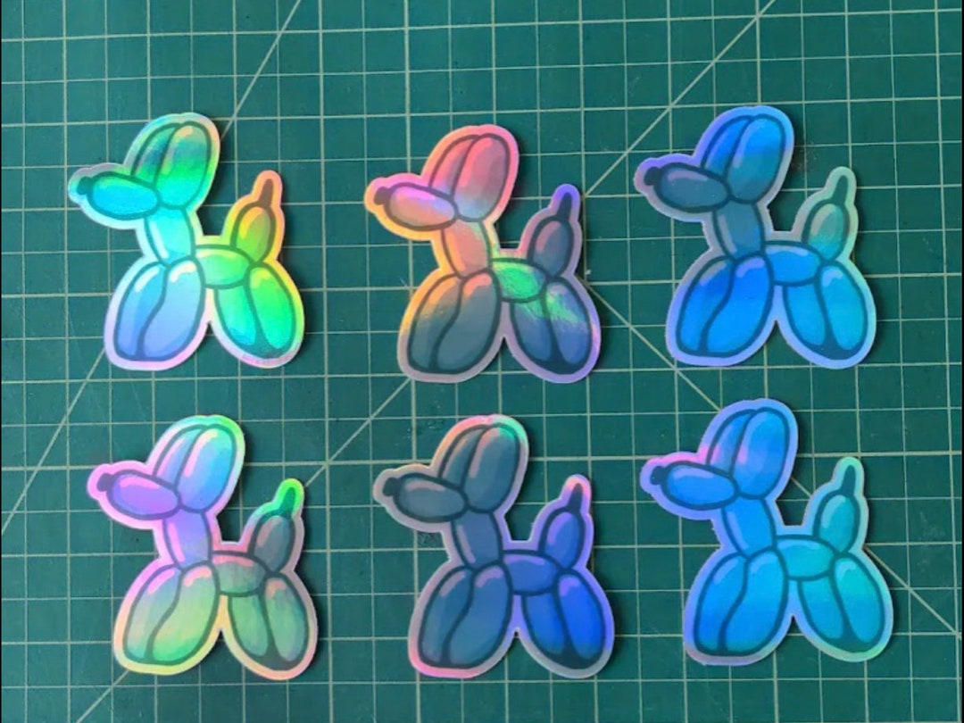 Holographic Balloon Dog Sticker - Iridescent Dog Sculpture Sticker ...