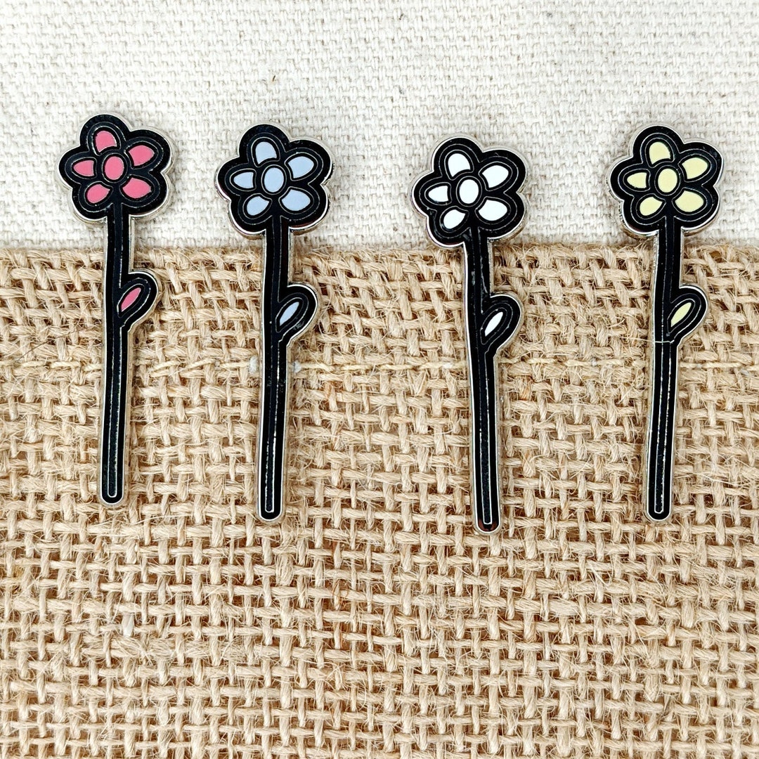 Daisy Enamel Pin: Colorful Doodle Flower Badge - Etsy