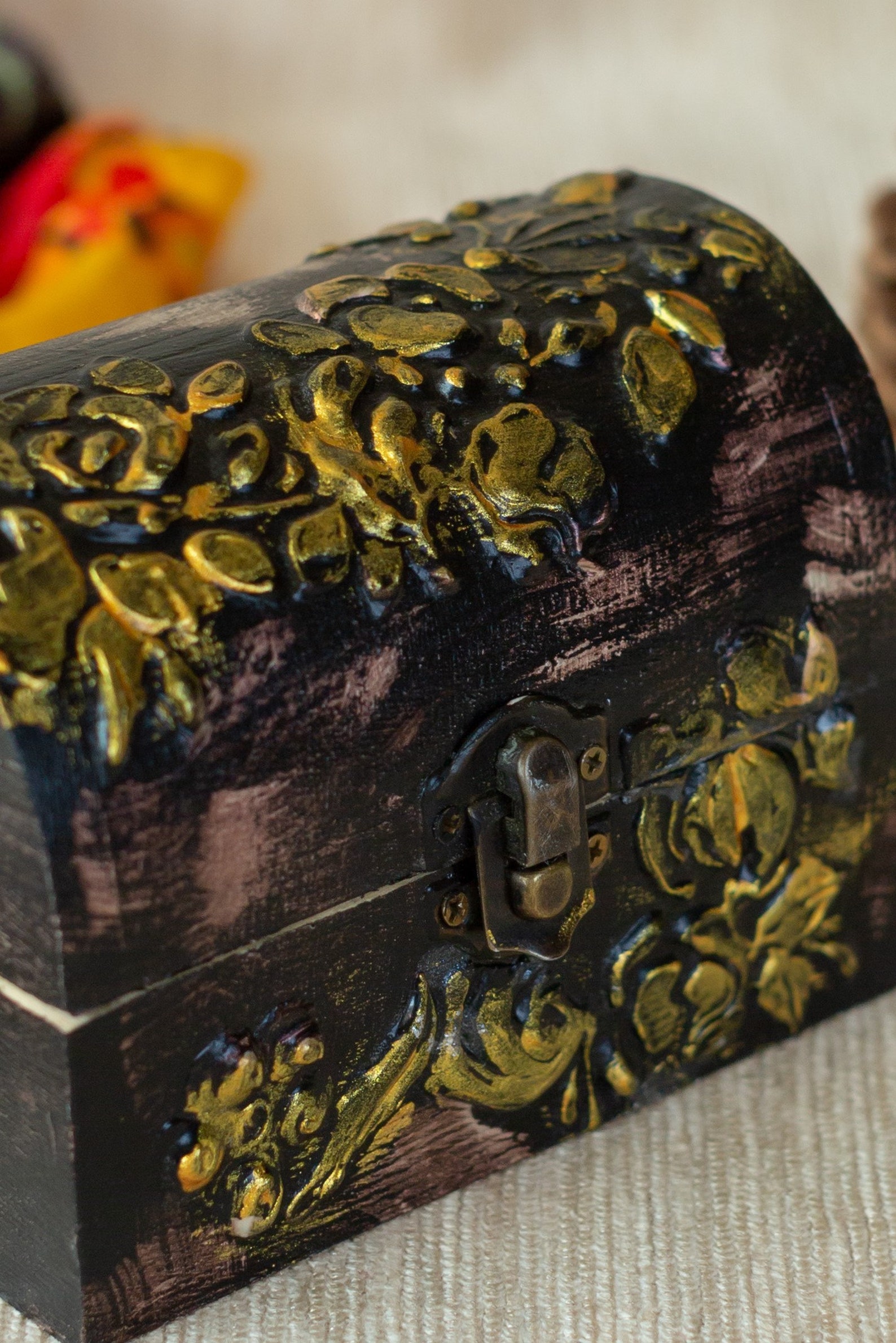 Wooden Chest-box for Jewelry in Black and Gold Colours Made With ...