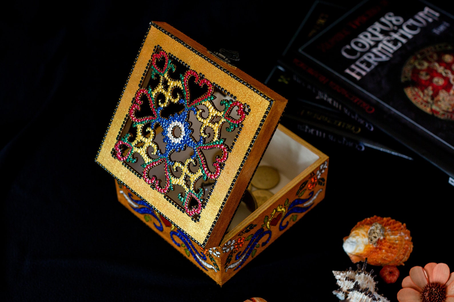 Beautiful Golden Colour Box With Cut Shapes Lace-like Cover - Etsy