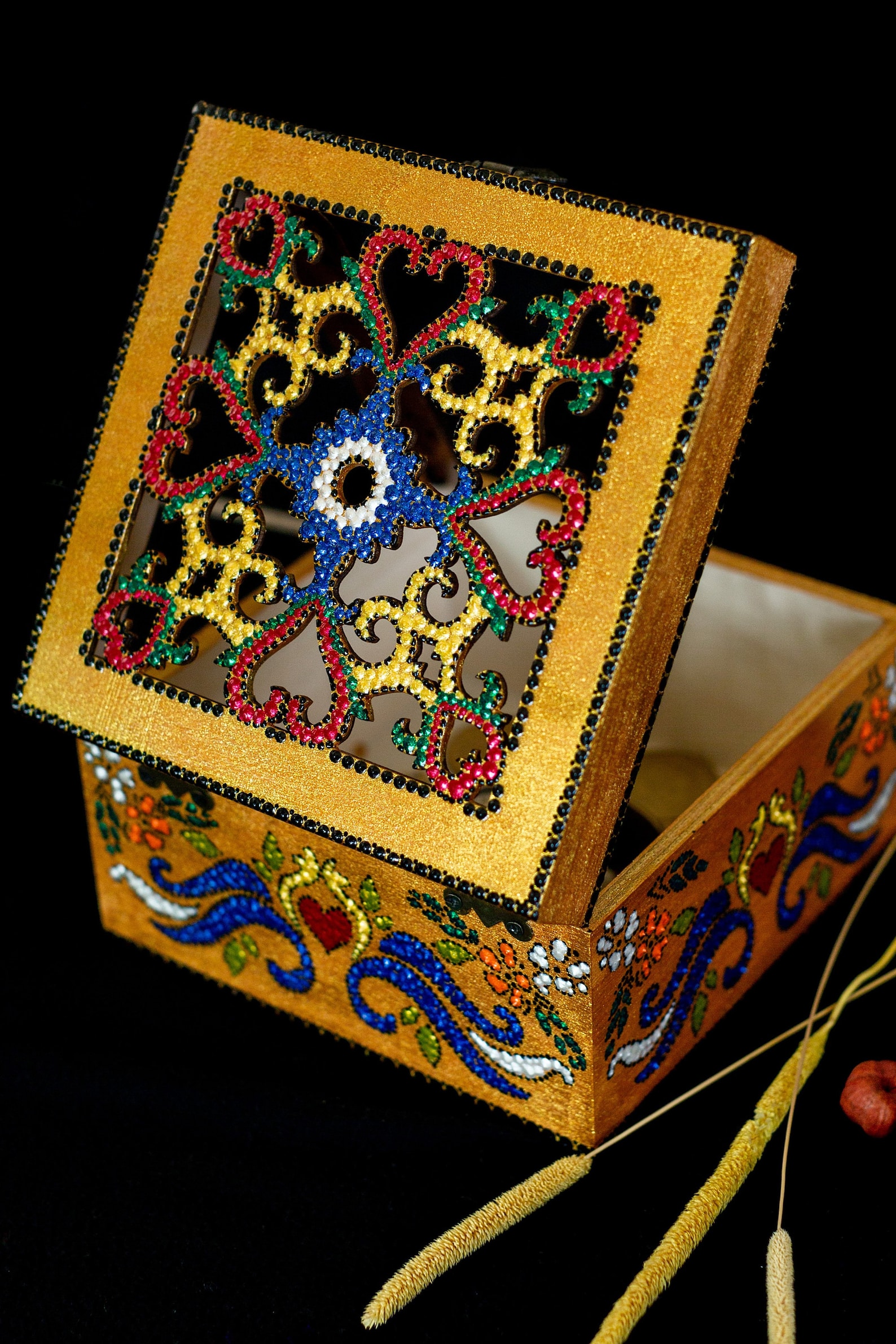 Beautiful Golden Colour Box With Cut Shapes Lace-like Cover - Etsy