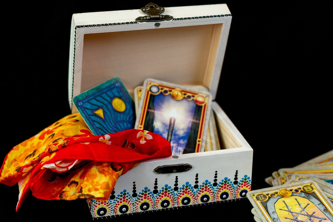 Hand Painted Box With Mandala in the Colours of the Rainbow Wooden ...