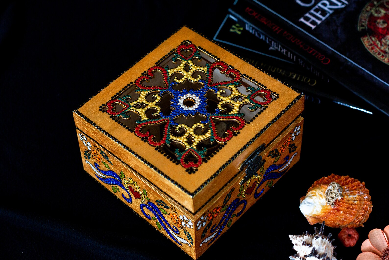 Beautiful Golden Colour Box With Cut Shapes Lace-like Cover - Etsy