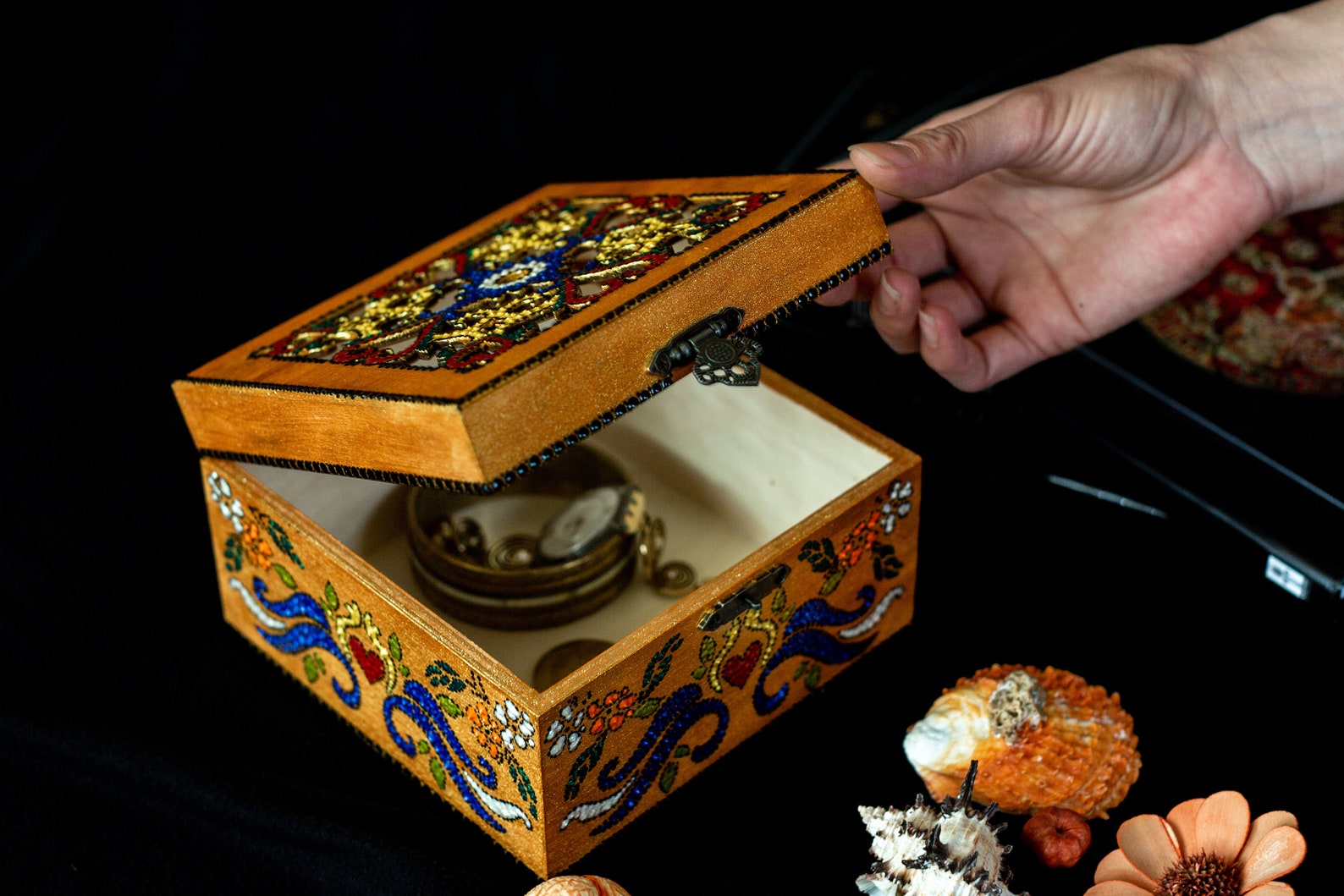 Beautiful Golden Colour Box With Cut Shapes Lace-like Cover - Etsy