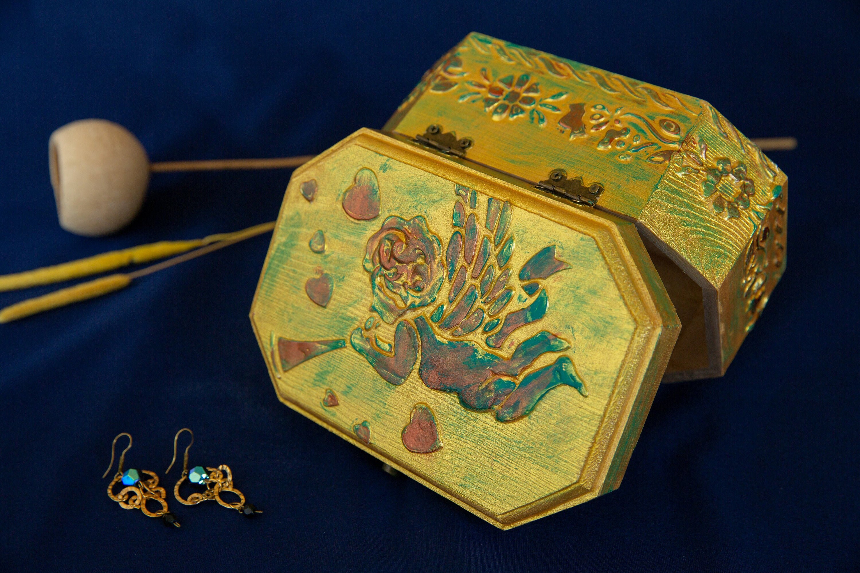 Handmade Box With Angel on the Top Lid, With Effect Like Patina for a ...