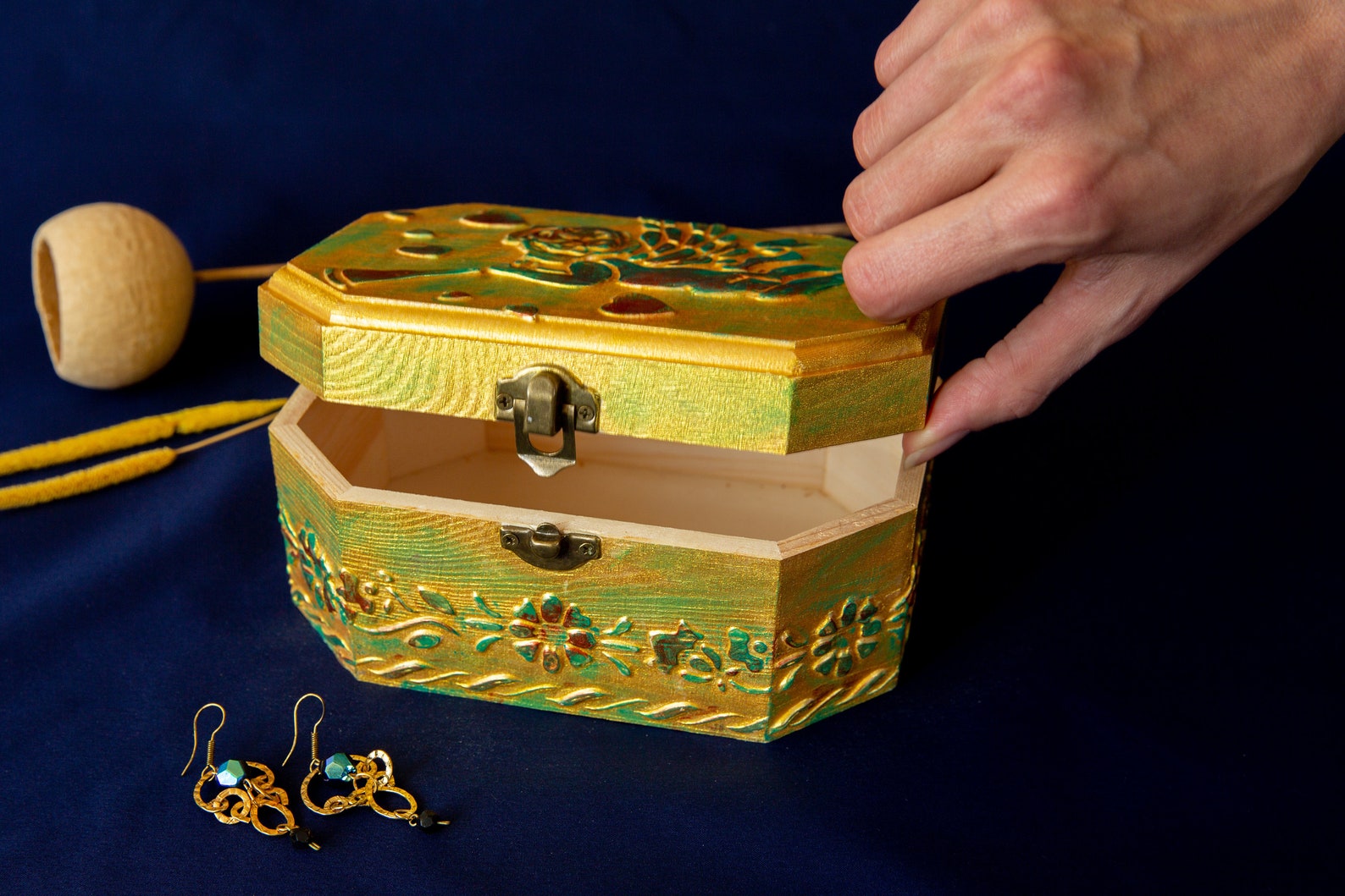 Handmade Box With Angel on the Top Lid, With Effect Like Patina for a ...