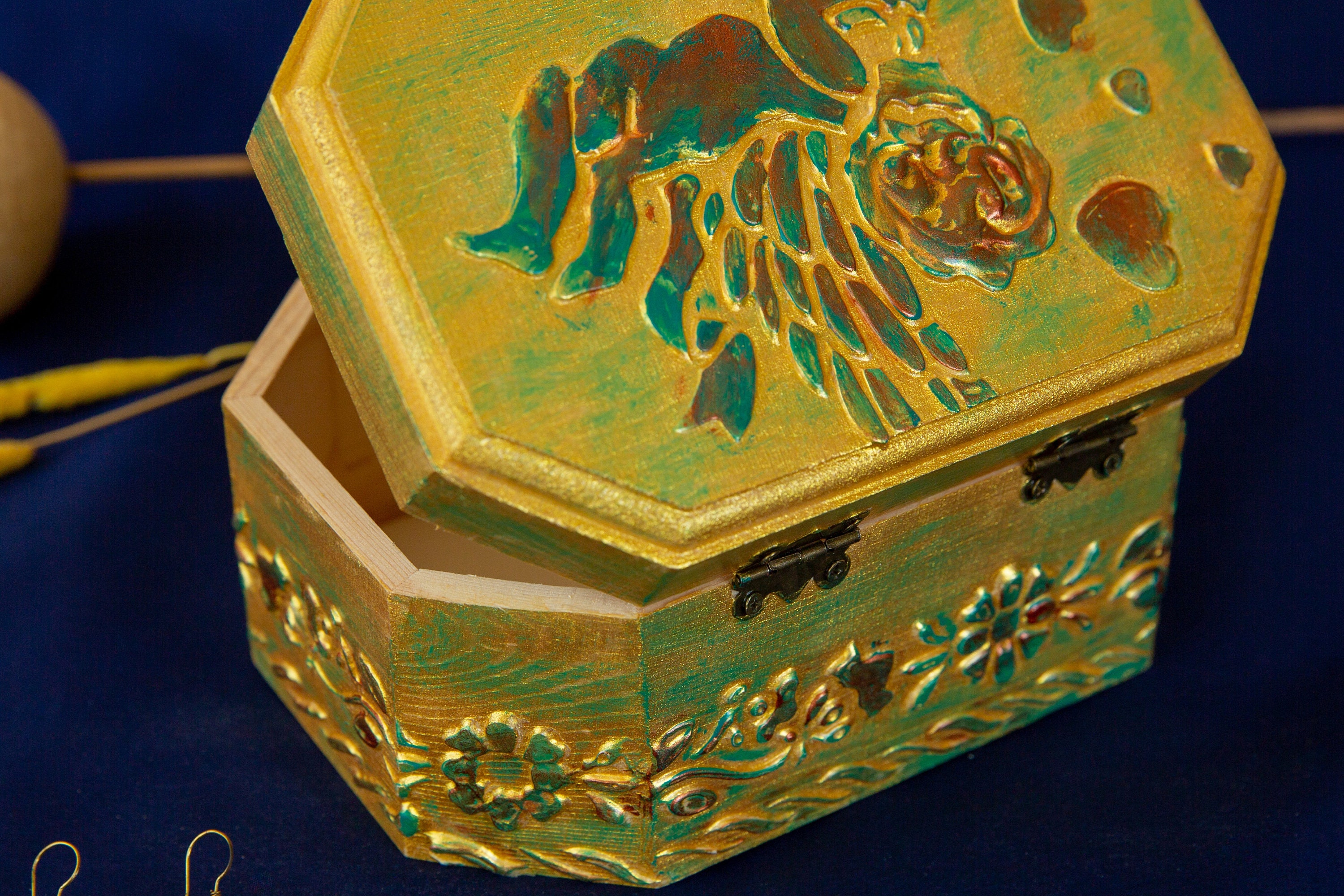 Handmade Box With Angel on the Top Lid, With Effect Like Patina for a ...