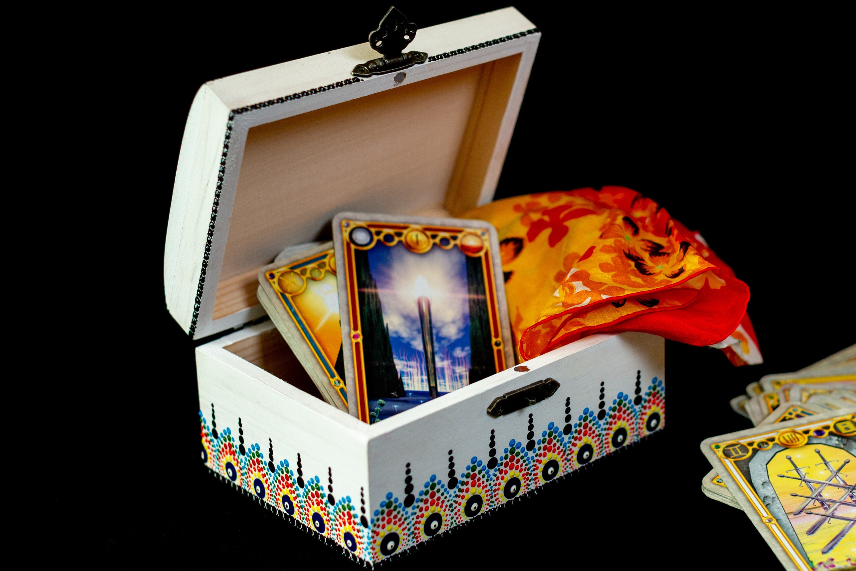 Hand Painted Box With Mandala in the Colours of the Rainbow Wooden ...