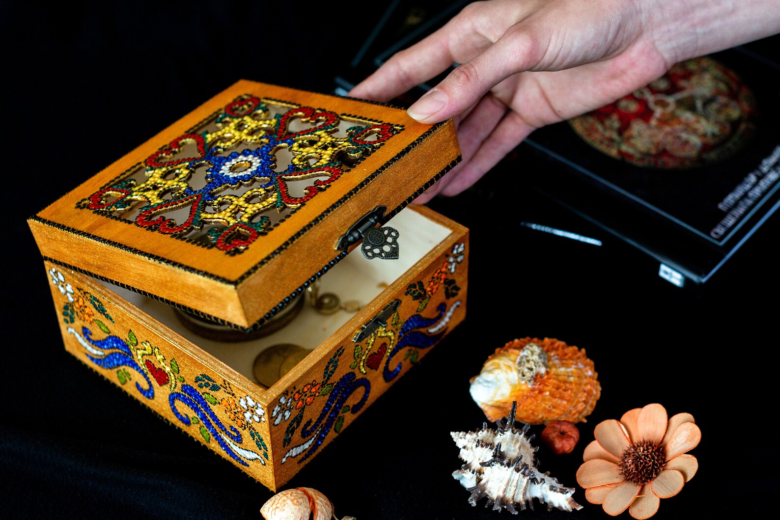 Beautiful Golden Colour Box With Cut Shapes Lace-like Cover - Etsy